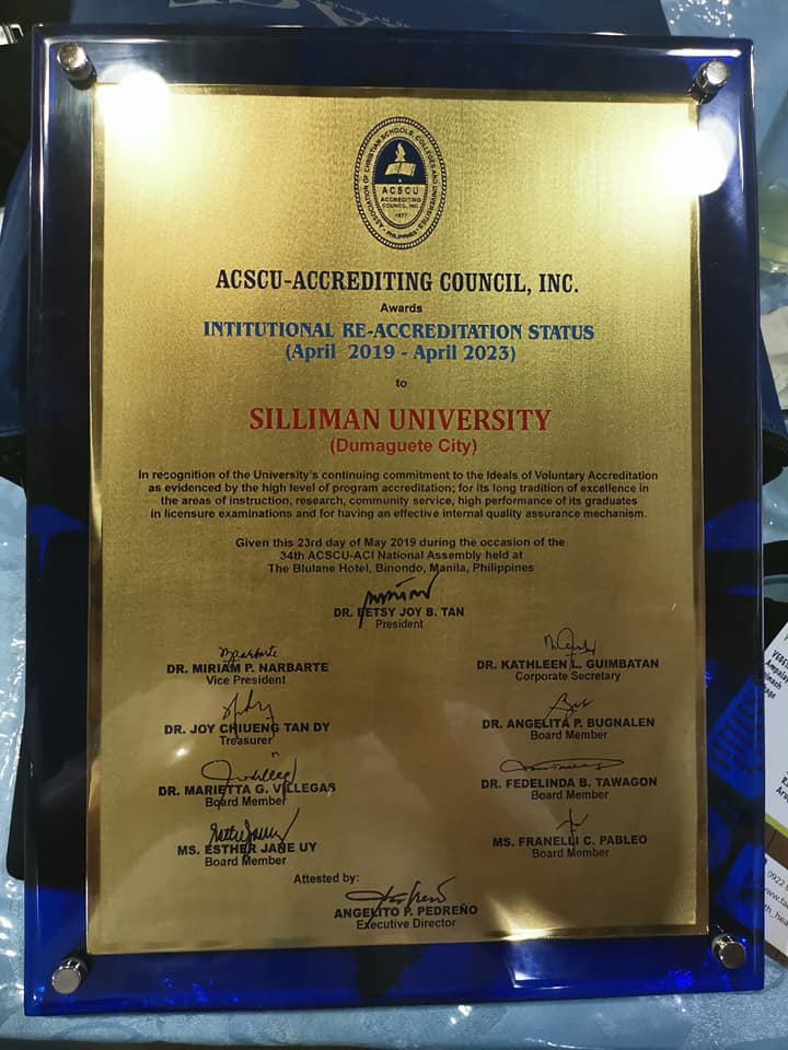 SU gets Institutional Re-accreditation from ACSCU-ACI | Silliman University