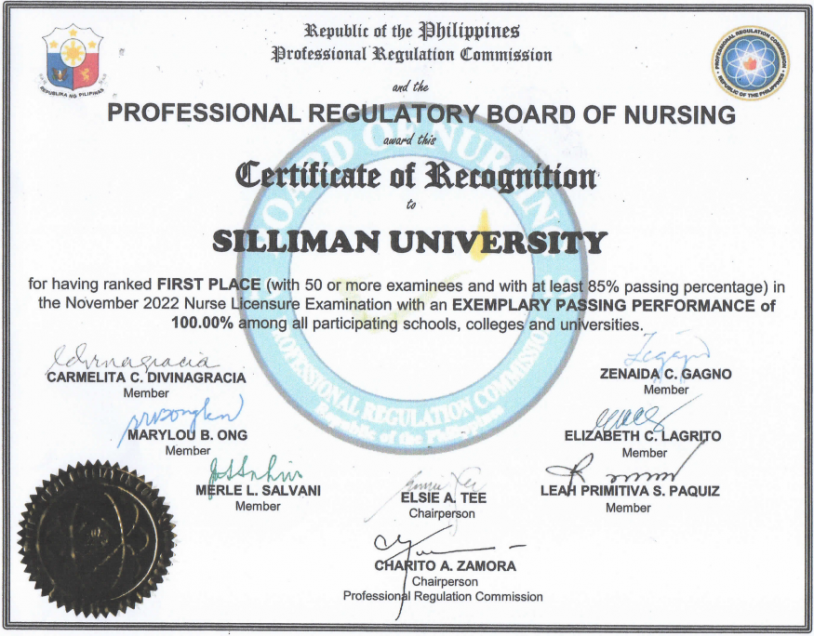 SU recognized as No. 1 school in Nursing exam | Silliman University