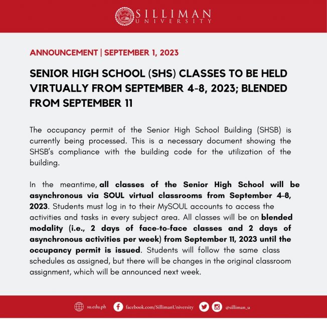 Senior High School Classes | Silliman University